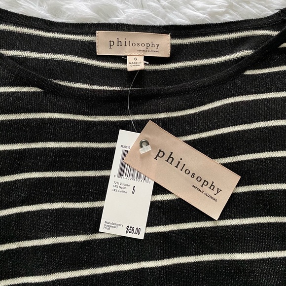 Philosophy | Sweaters | Nwt Philosophy Black Striped Semisheer Sweater ...